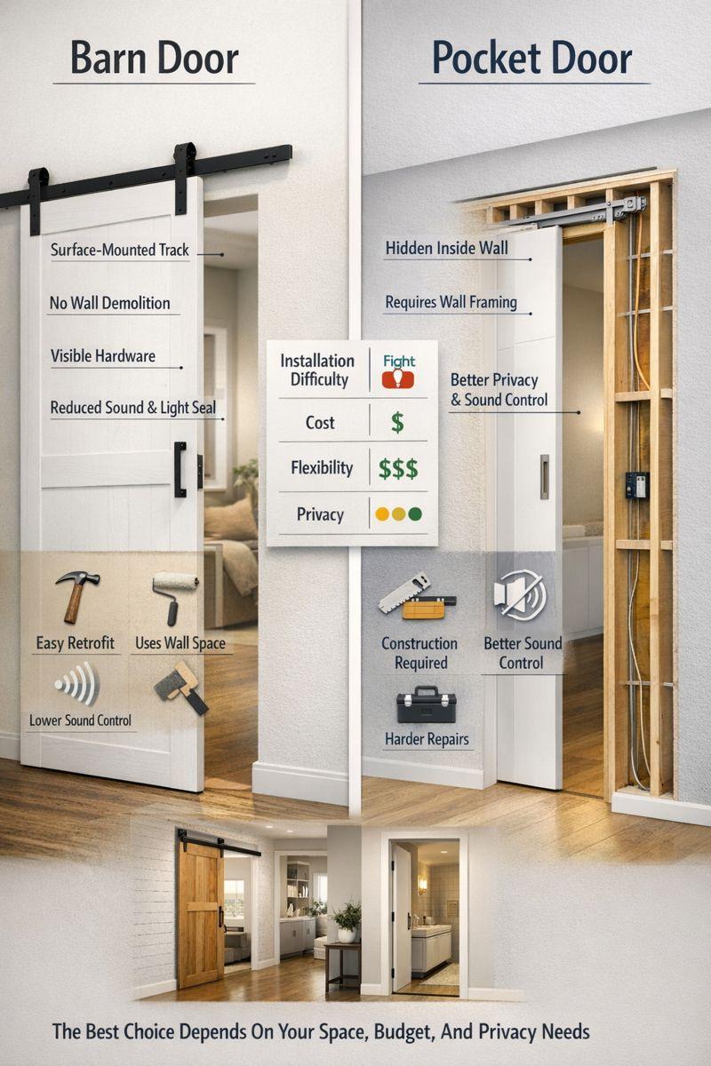Barn Doors vs Pocket Doors: Which One Fits Your Space?