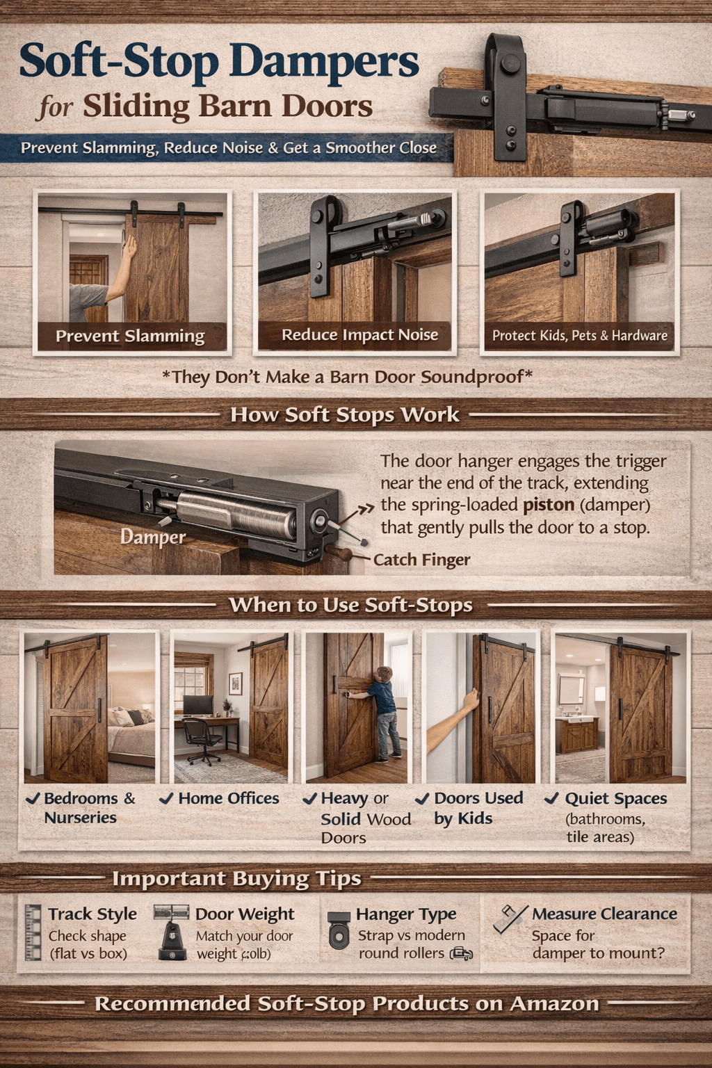 Soft-Stop Dampers for Quiet Sliding Barn Doors